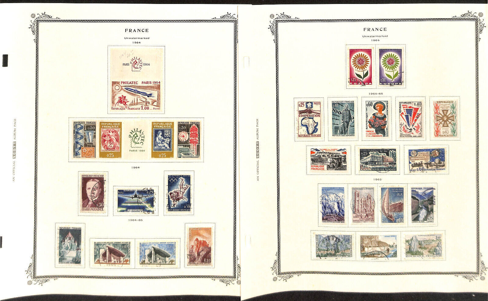 France Stamp Collection on 24 Scott Specialty Pages, 1964-1973 (BQ ...