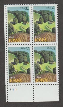 U.S. Scott #3088 Iowa Statehood Stamp - Mint NH Plate Block | United ...