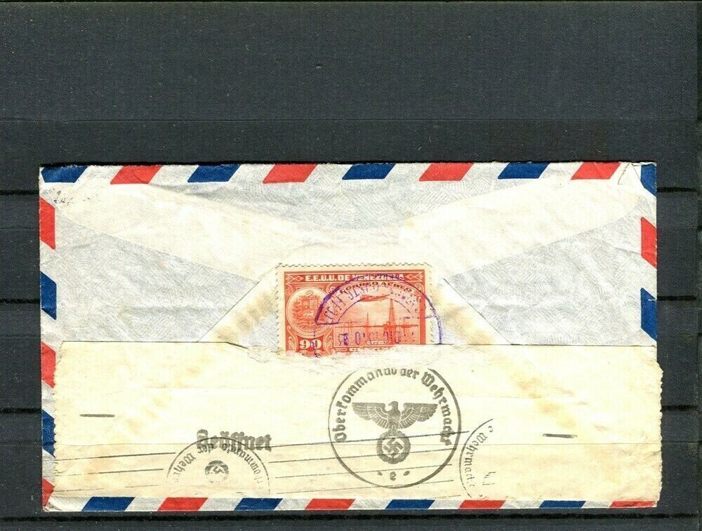 GERMANY; INCOMING WWII CENSOR COVER 1940 fine used from, Venezuala ...