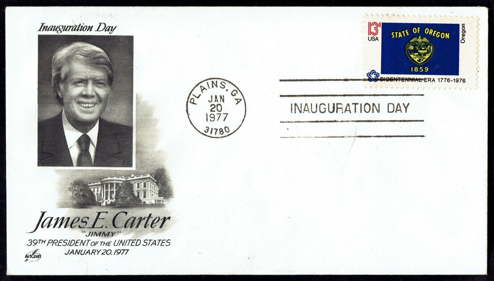Inauguration Day Jimmy Carter Jan 20 1977 Art Craft Event Cover in1977 ...