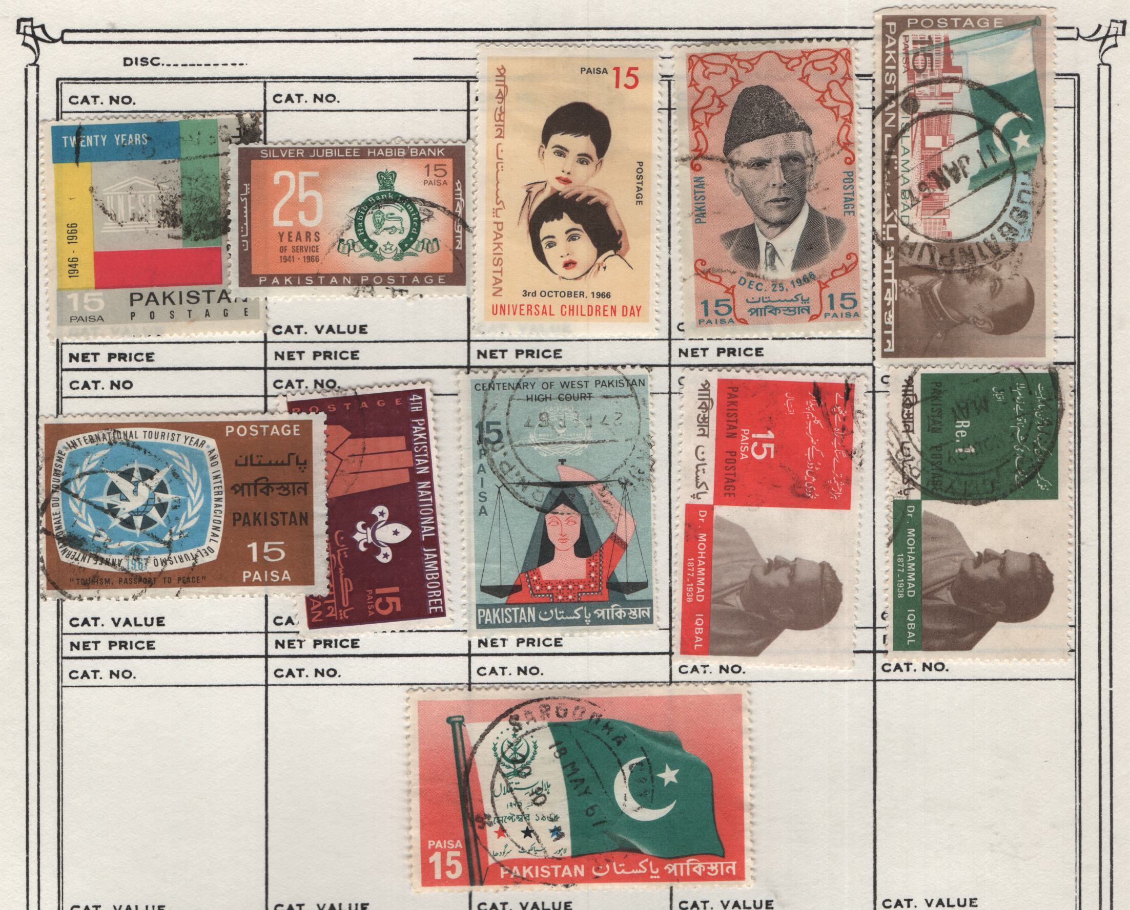 Pakistan Collection of 75 Mint and Used Stamps 4 Pages | Asia ...
