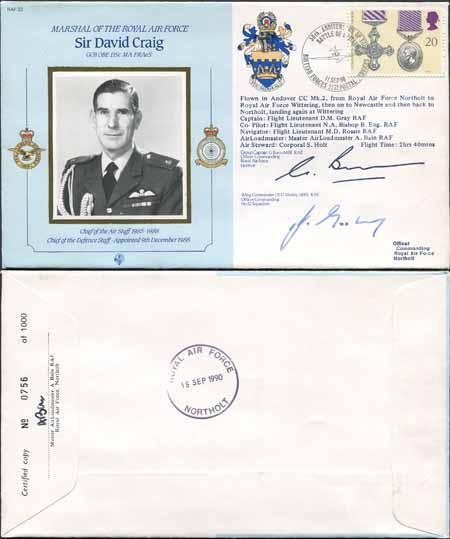 CDM22a RAF COMMANDER David Craig signed Gp Capt Bunn and Wg Cdr Morley ...