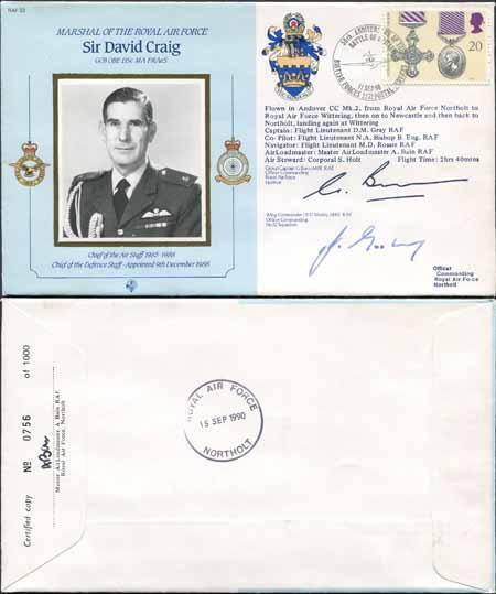 CDM22a RAF COMMANDER David Craig signed Gp Capt Bunn and Wg Cdr Morley ...