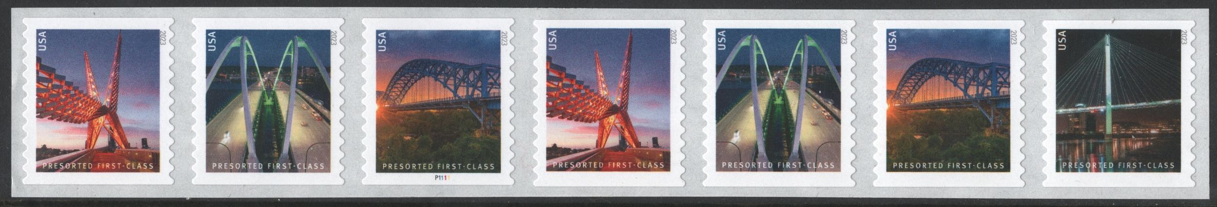 SC#5808-11 (Presorted First Class) Bridges Plate Strip of Seven* (2023 ...