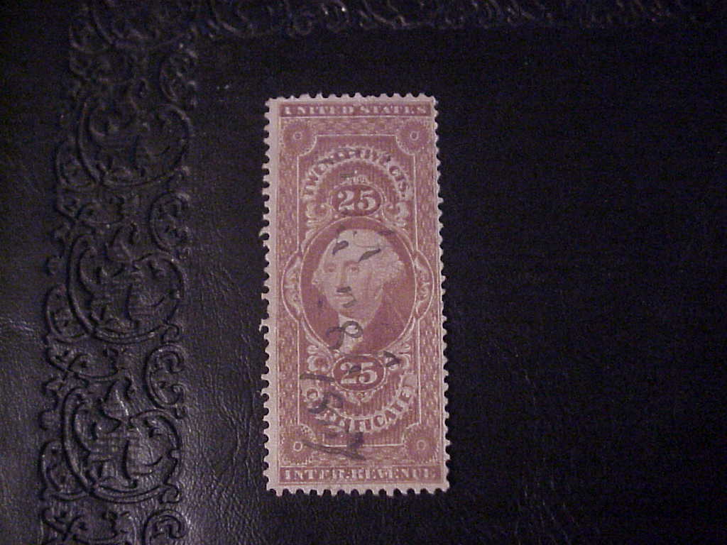 1867 Handsigned 25 Cent Certificate Revenue Stamp Scott R44 | United ...