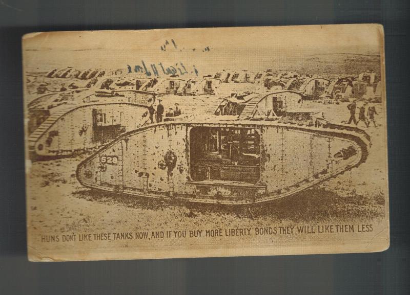 1918 WW1 Stampless Soldiers Mail Liberty Bonds Tank postcard Cover to ...