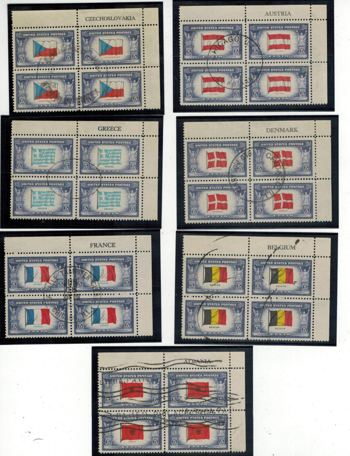 WW2 Patriotic Overrun Countries Cancelled SET of 13 Country Name Plate ...