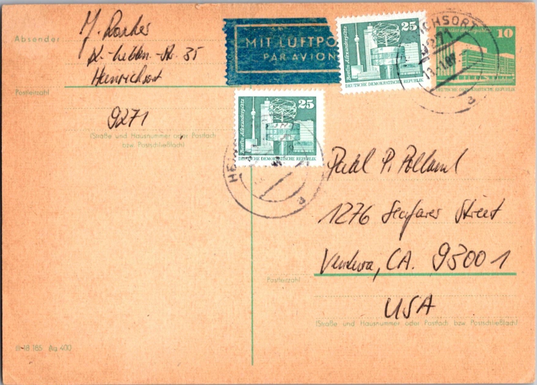 Germany D.D.R., Worldwide Government Postal Card | Europe - Germany ...