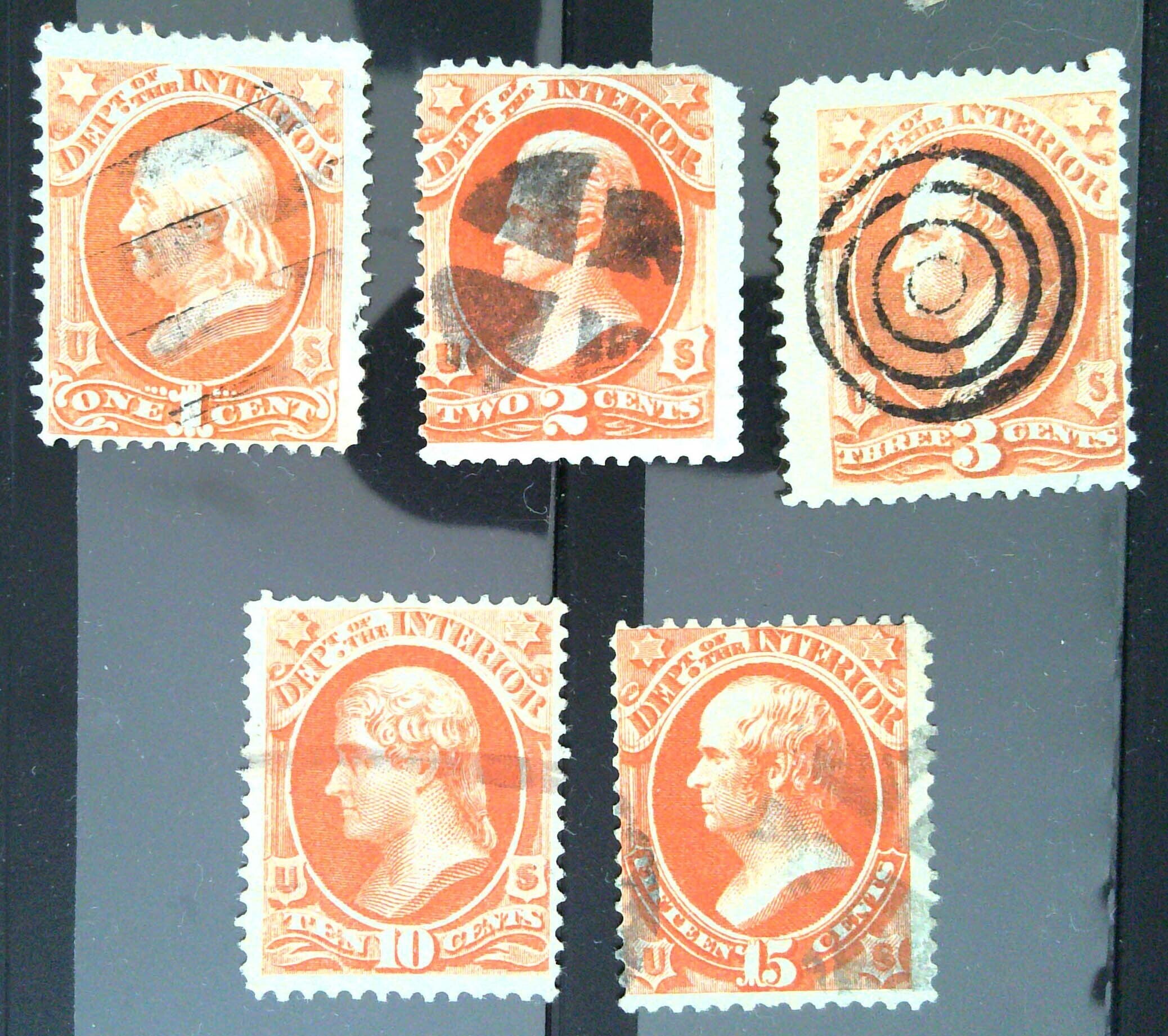 US Scott #O15-17&19,21 - Interior - Official Lot - Used - 1873 | United ...