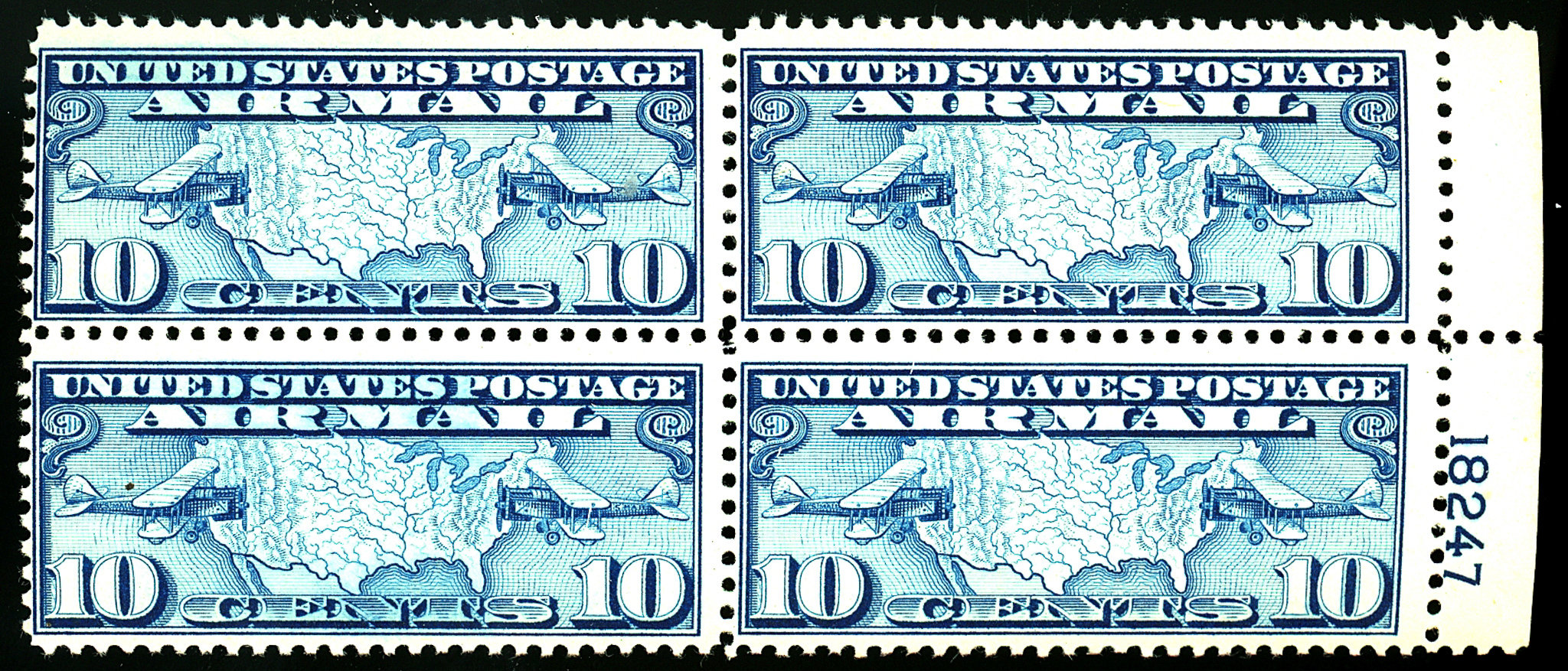 U.S. #C7 Mint PL# Block of 4 OG NH | United States, Air Mail Stamp ...