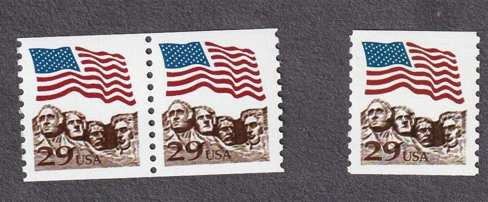 Triple 29c US 2523A 29c Rushmore Gravure Single plus Pair F-VF, MNH ...