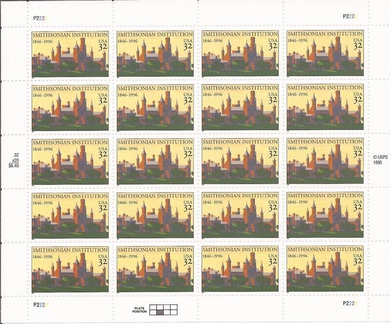US Stamp - 1996 Smithsonian Institution - 20 Stamp Sheet #3059 | United ...
