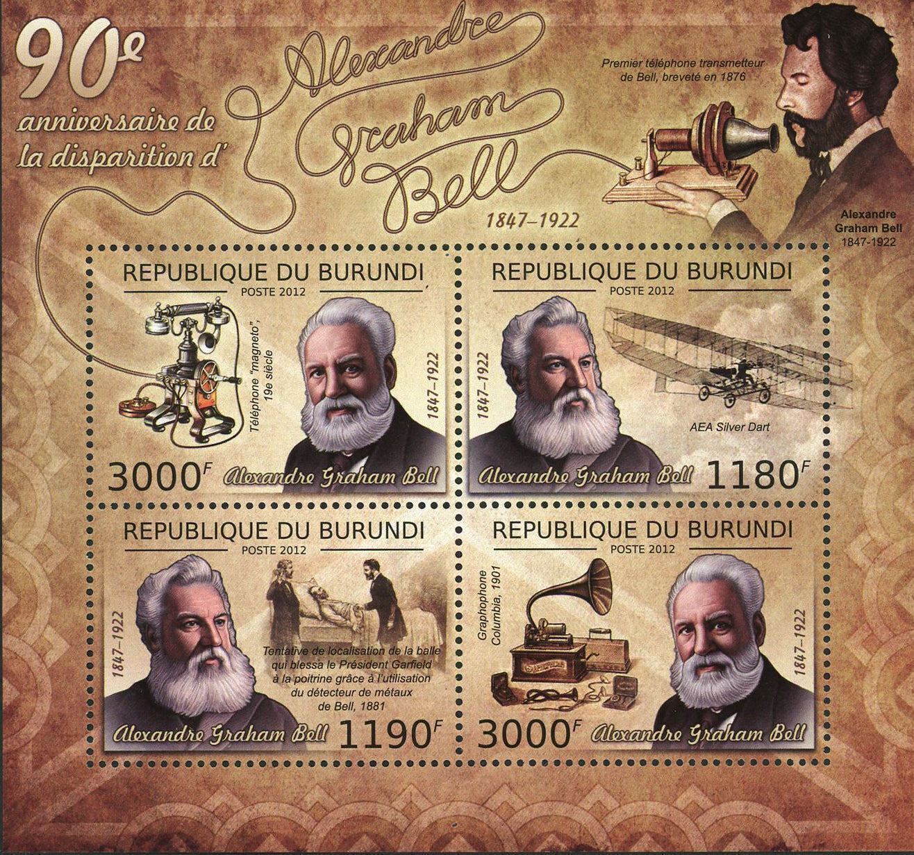 Alexander Graham Bell Anniversary Sov. Sheet of 4 Stamps MNH | Asia ...