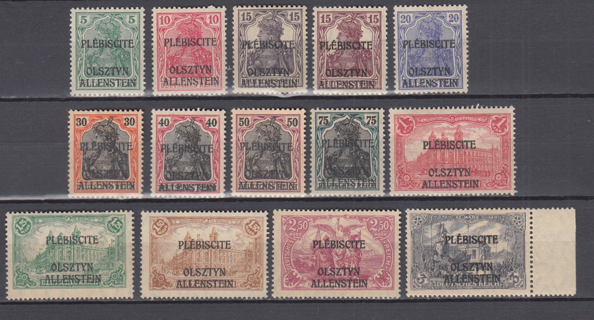 1920 WWI Allenstein Full Set Michel 1/14 MNH | Europe - Germany ...