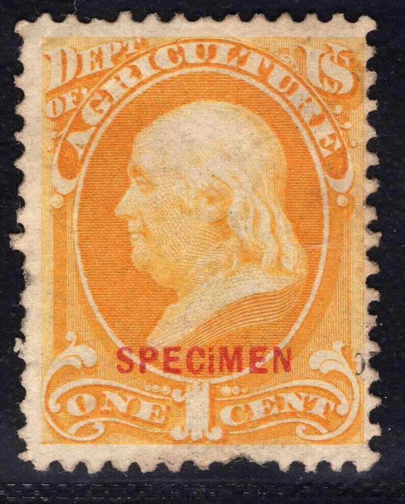 US Stamps #O1Sc Doted "I" Official Specimen CAT. $500 LOT #80737 ...