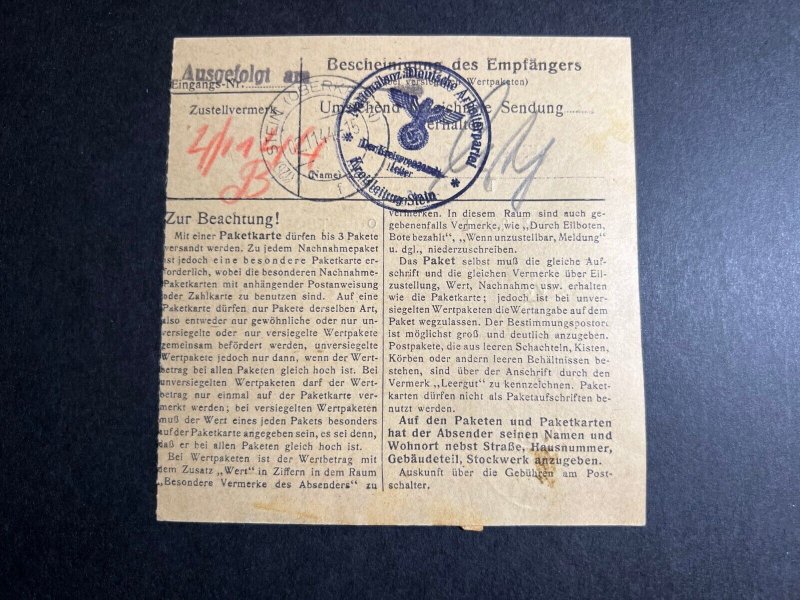 1944 Germany Shipping Label Cover Department of Propaganda Krainburg to ...
