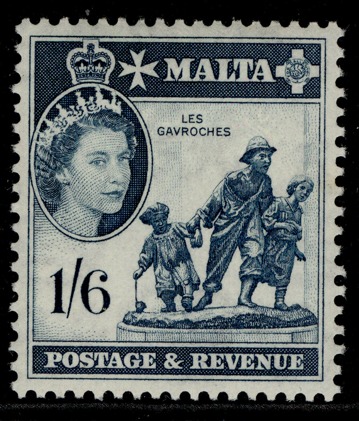 MALTA QEII SG277, 1s 6d deep turquoise green, NH MINT. Cat £18 ...
