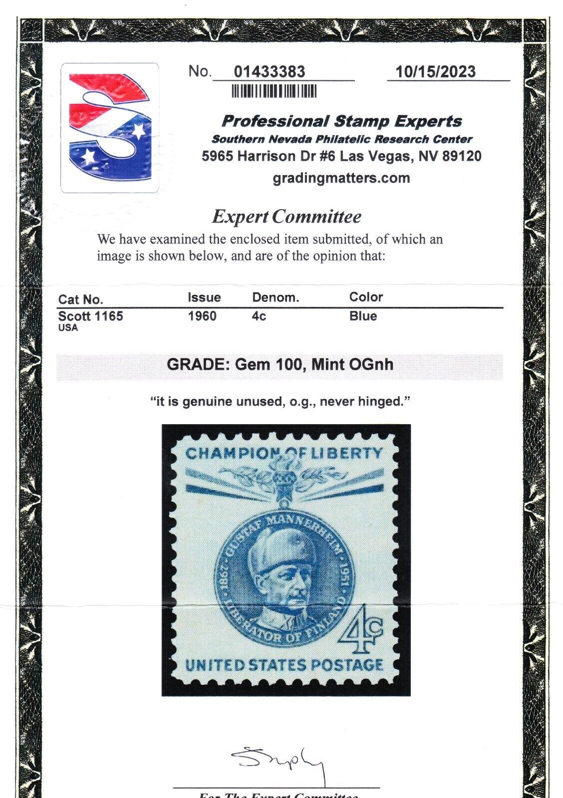 MOstamps - US #1165 Mint OG NH Grade 100 with PSE Cert - Lot # MO-4587 ...