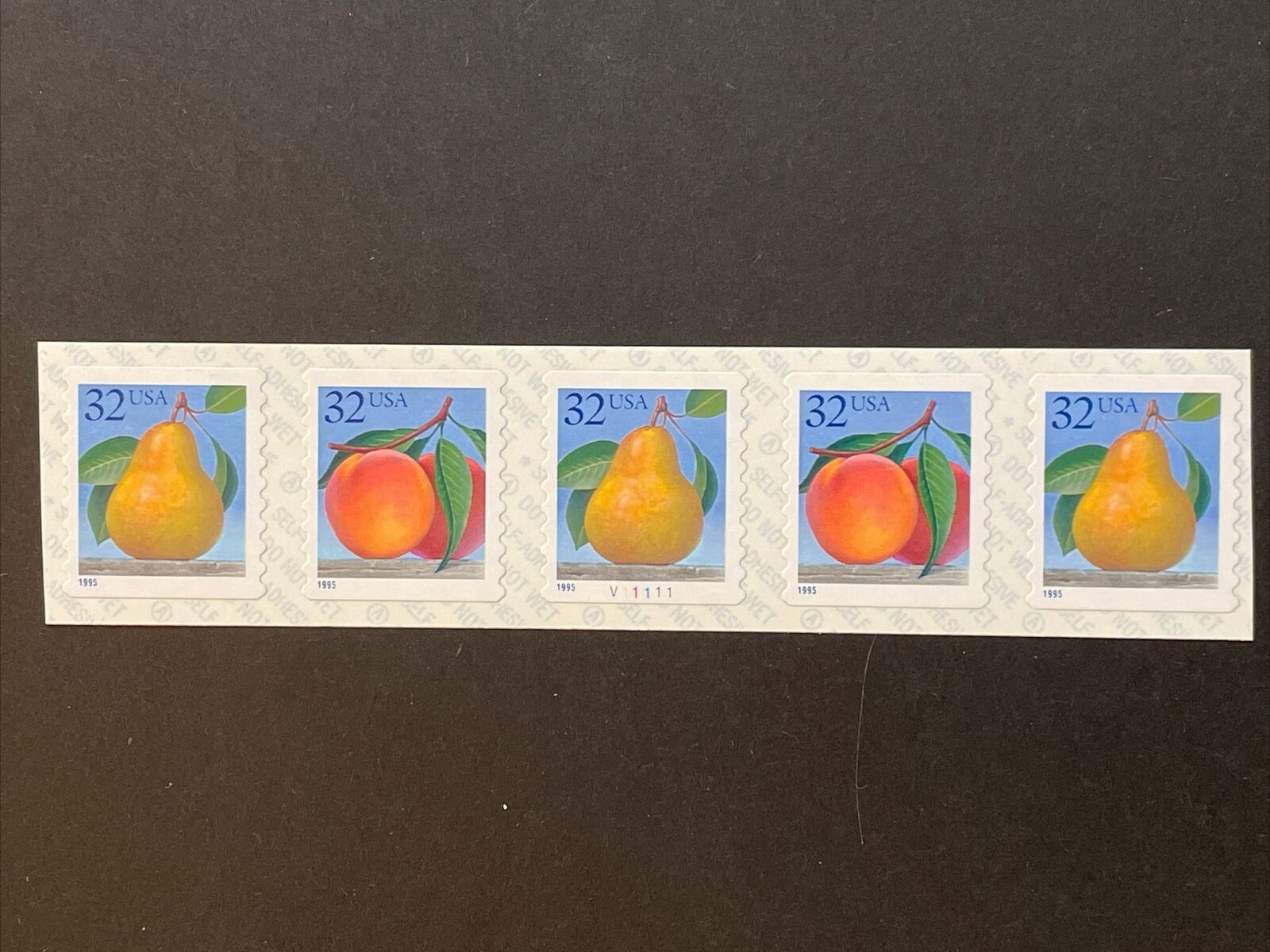 US PNC5 32c Peach and Pear Stamps Sc# 2495-2495A Plate V11111 MNH ...
