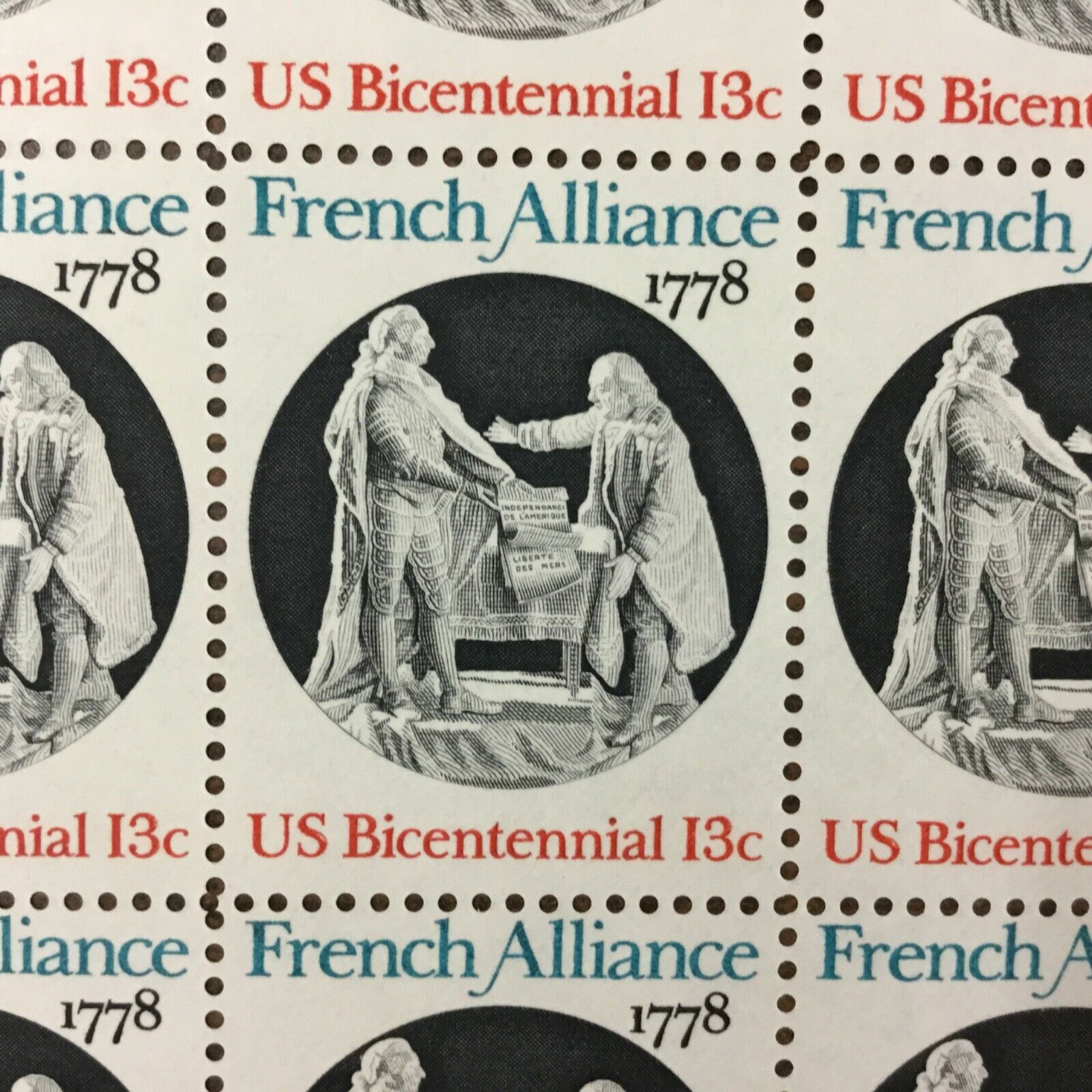 1753 French Alliance. MNH 13 cent sheet of 40 stamps. Issued in 1978 ...