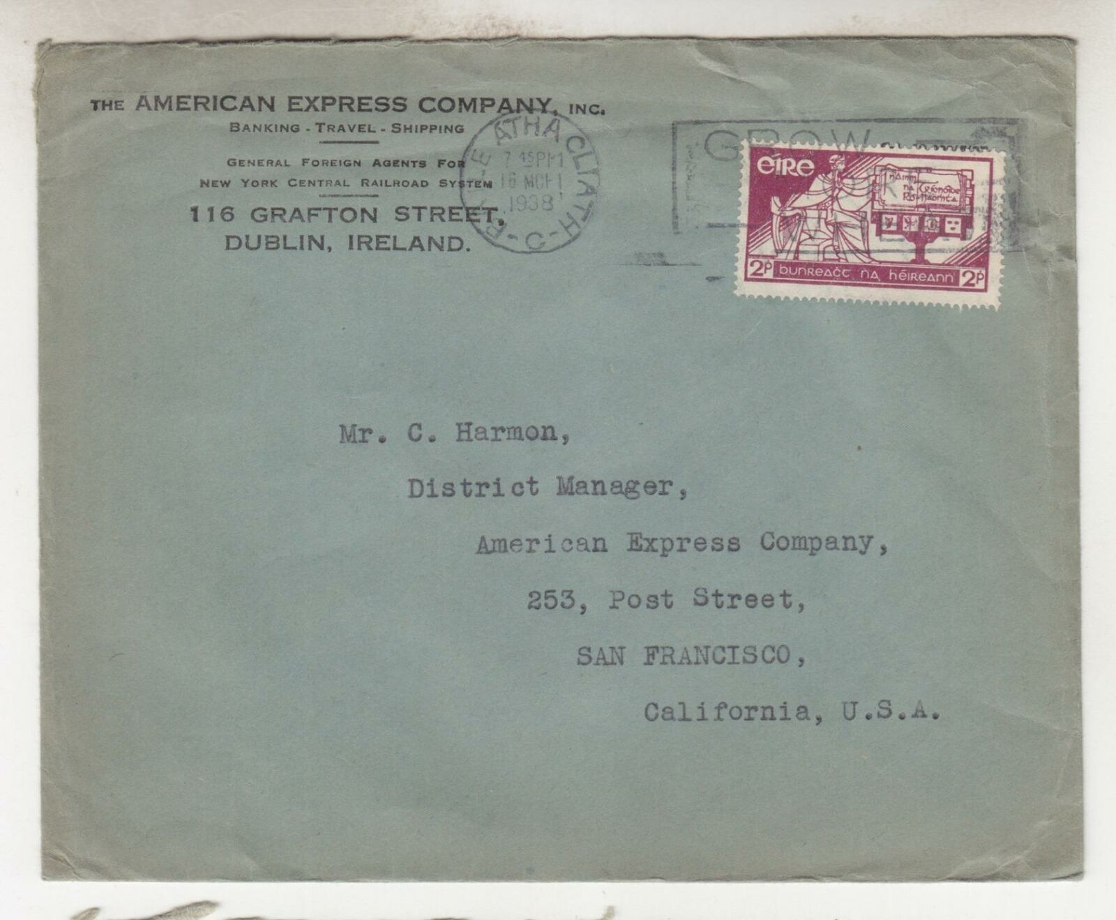 IRELAND. 1938 cover, Constitution Day 2d., Dublin to USA. / HipStamp