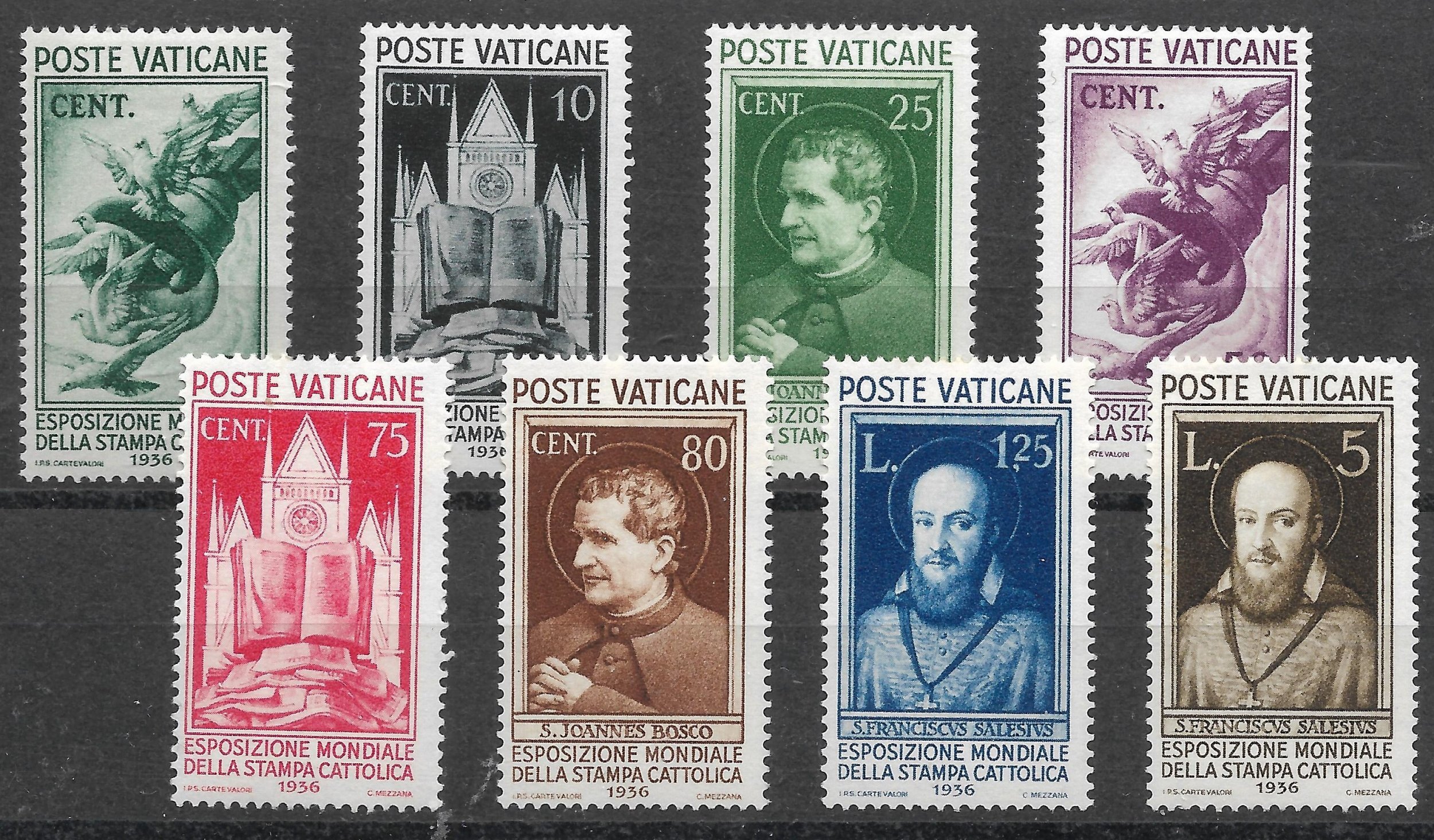 VF+ MH 1936 Vatican City Set, Scott #47* to #54* | Europe - Vatican ...