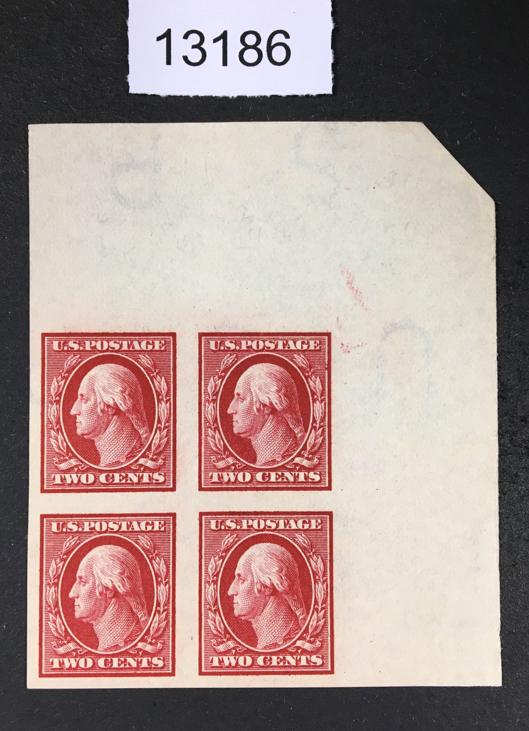 US Stamps # 384 Mint OG NH XF Corner Margin Block $50++ LOT #13186 ...