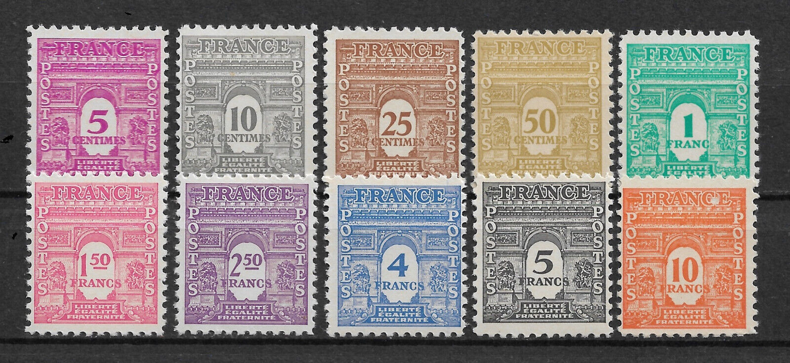 France 1944, Arc de Triumph, Scott # 475-476H, VF MNH**, See scan ...