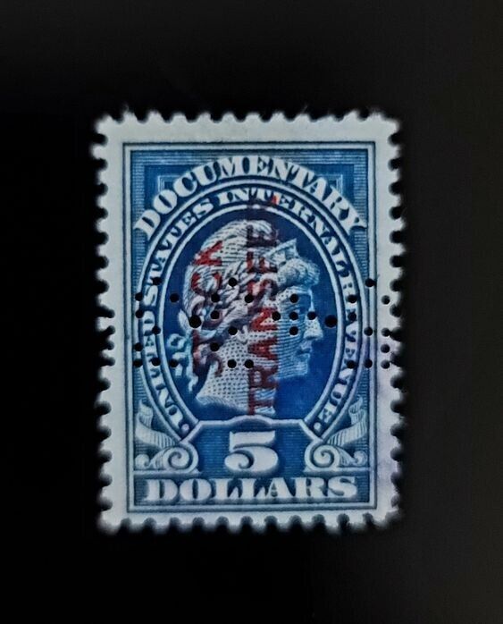 1918 $5 U.S. Internal Revenue, Documentary, Stock Transfer, Dark Blue ...
