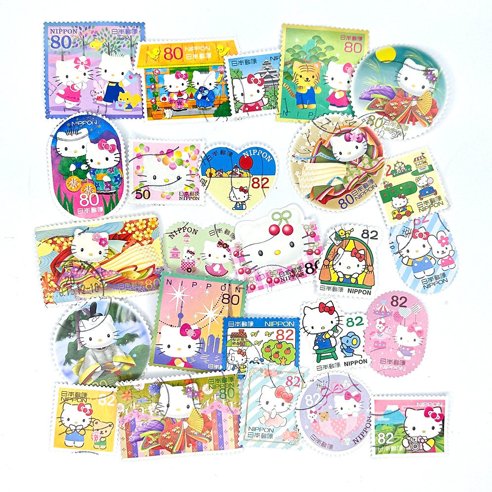25 x Hello Kitty used Japanese postage stamps | United States, General ...