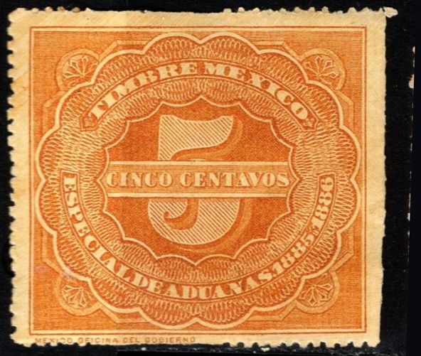 1886 Mexico Revenue 5 Centavos Special Customs Tax Unused | Central ...