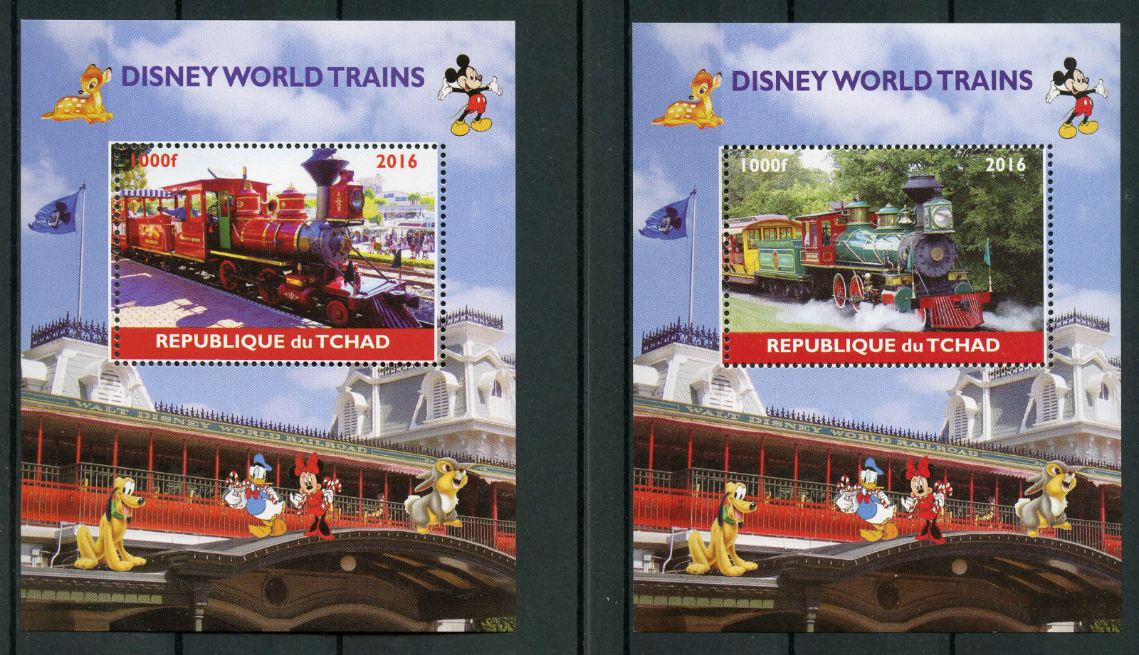 Railways Stamps Chad 2016 MNH Disney World Trains Rail Cartoons 2x 1v M ...