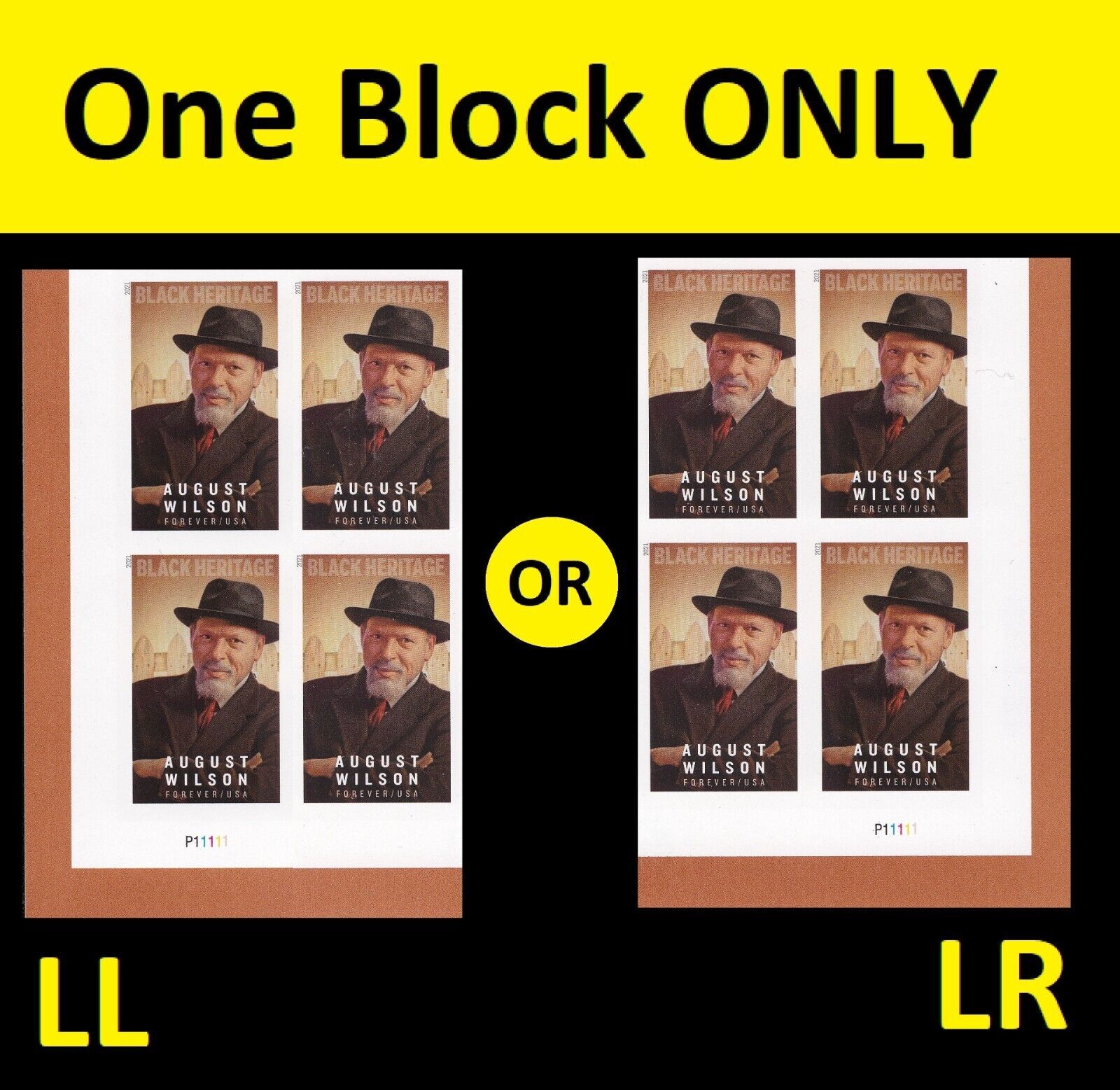 US 5555a Black Heritage August Wilson imperf NDC plate block 4 MNH 2021 ...