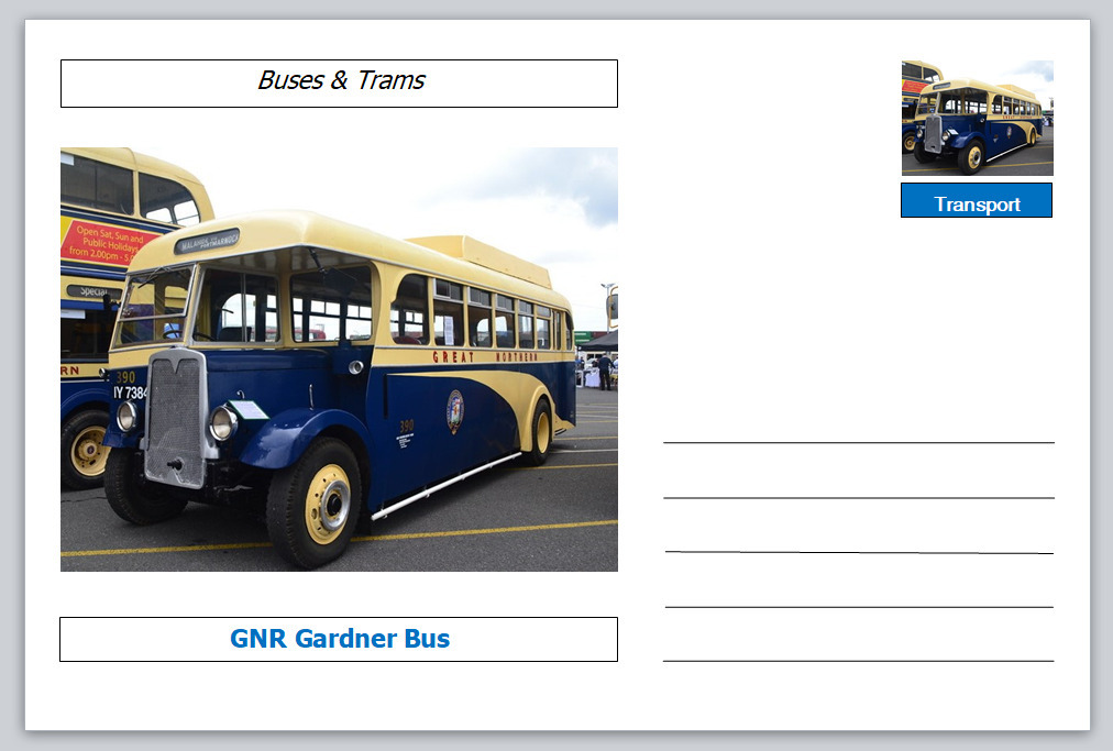 Buses & Trams - GNR Gardner Bus souvenir postcard mint | Great Britain ...