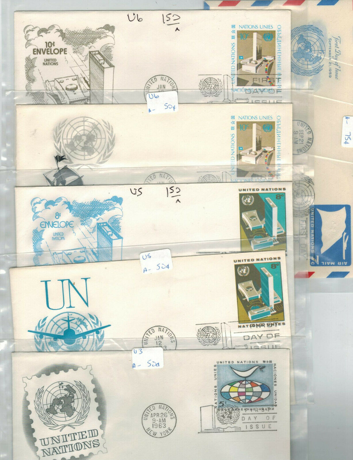 U.N. United Nations Stationery Collection SET of 75 Fdcs Few Better $90 ...