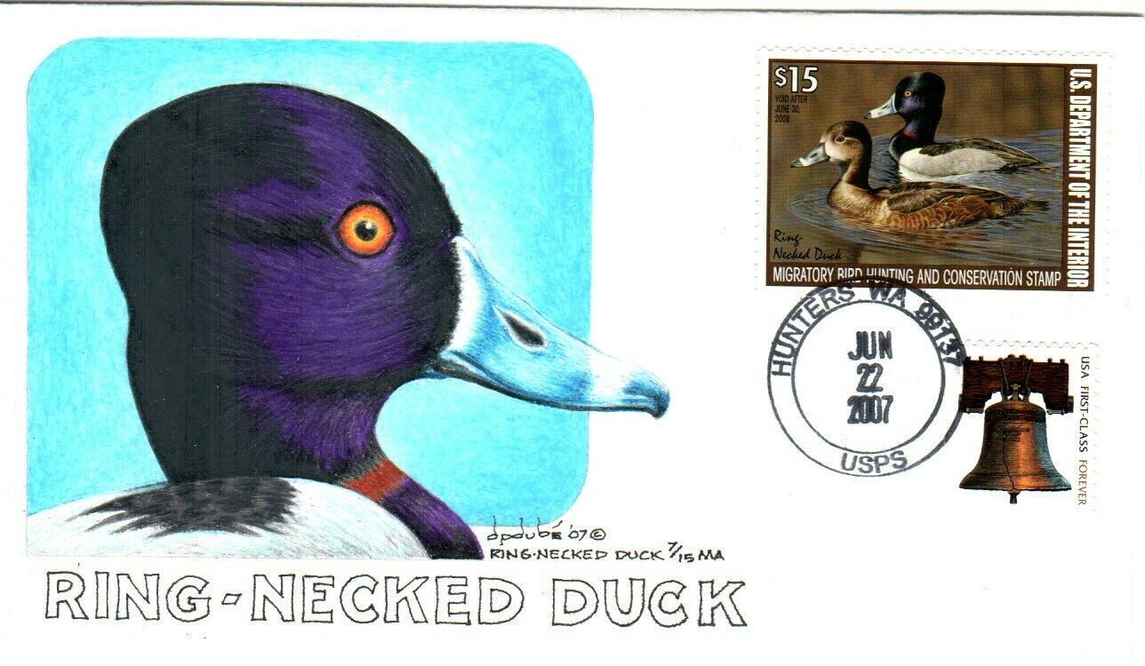 #RW74 2007 Federal Duck cover Hand Drawn & Painted David Dube cachet ...