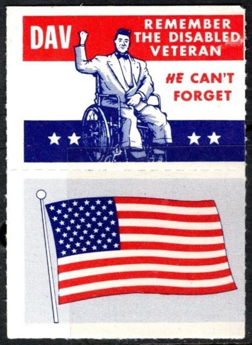 Vintage US Poster Stamp DAV Remember The Disabled Veteran He Can't ...