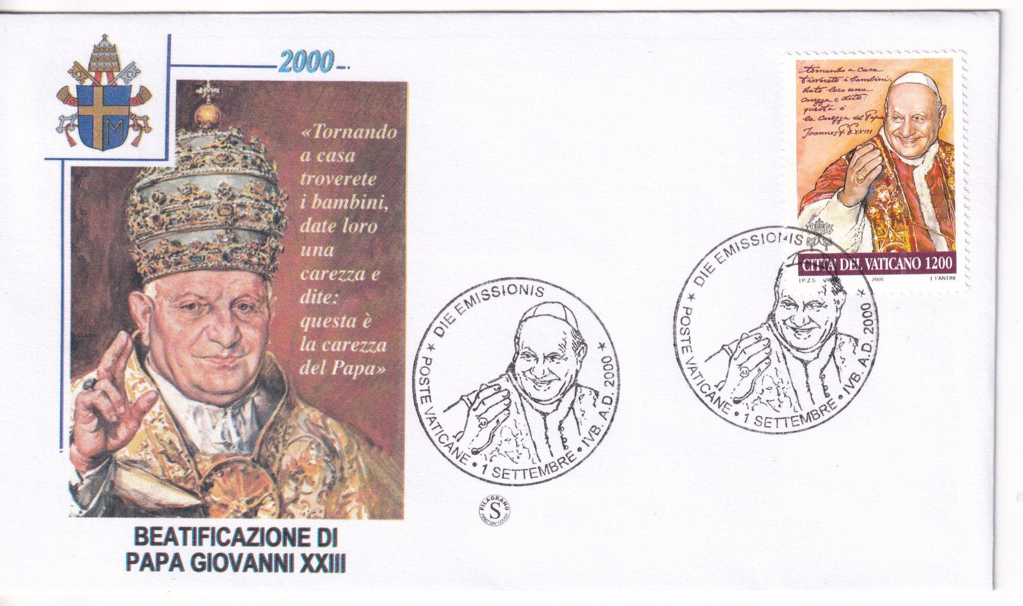 2000 - VATICAN - Scott #1166 - FDC | Europe - Vatican City, General Issue Stamp / HipStamp
