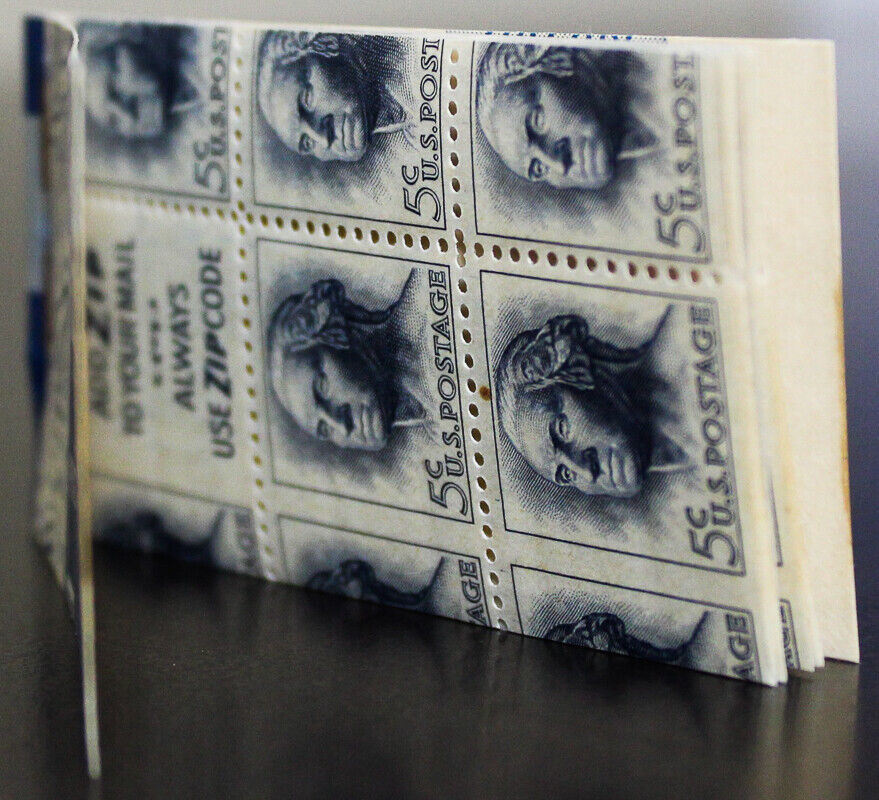US Stamps # BK115 Unexploded Booklet 5 Dramatically Cut Panes Miss Cut ...