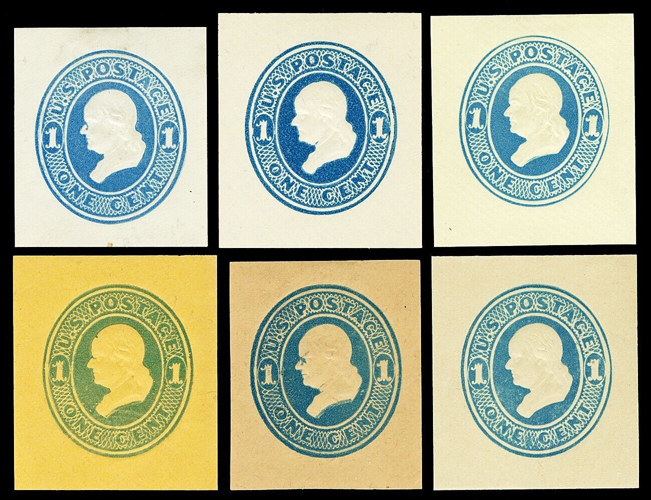 Scott U113, U113a, U114, U116, U118, W120 1874 1c Cut Squares Unused ...