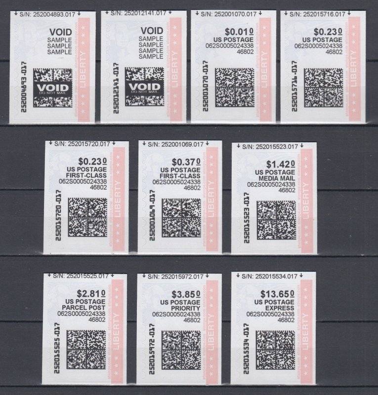 Computer "Stamps.com" Liberty "George Washington & Flag" Set of 10 ...