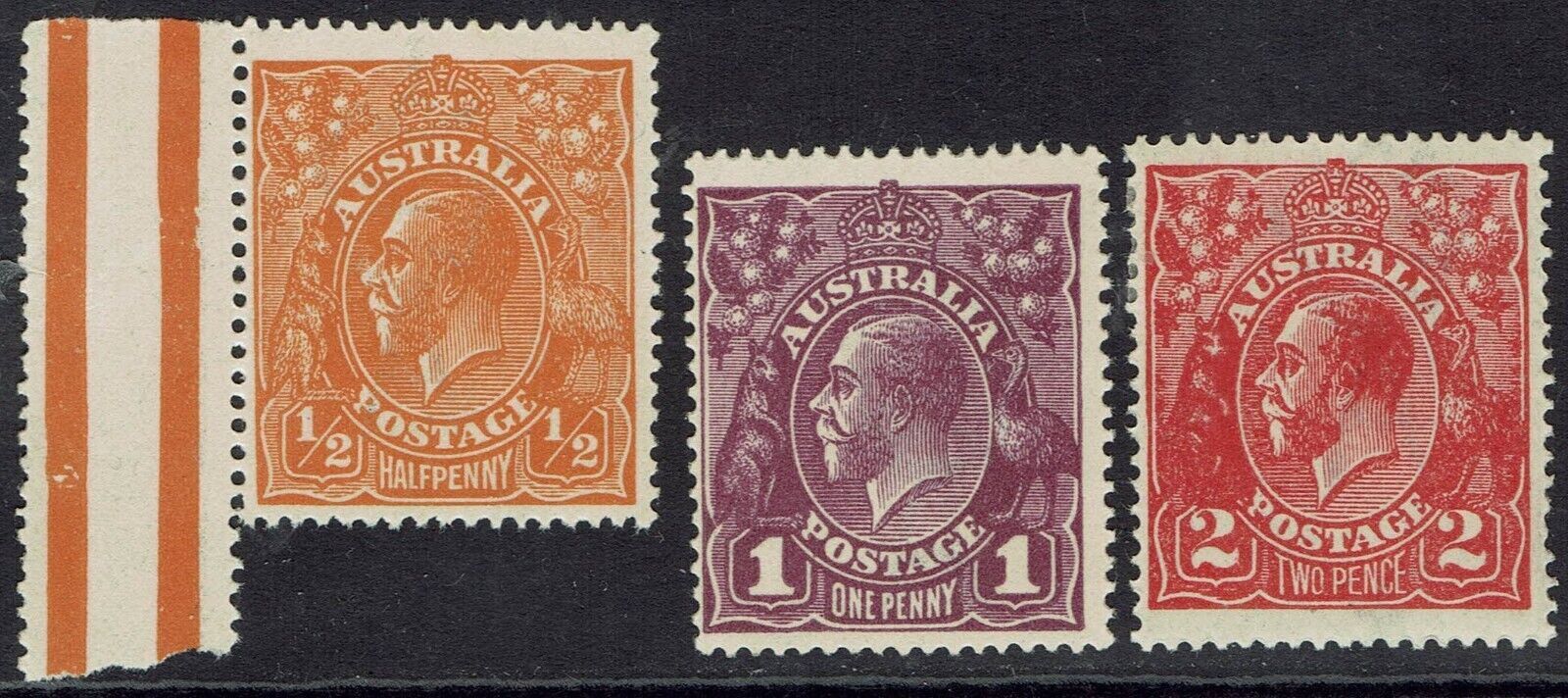 Australia 1918 KGV ½D 1d and 2d Single WMK */** | Australia & Oceania ...