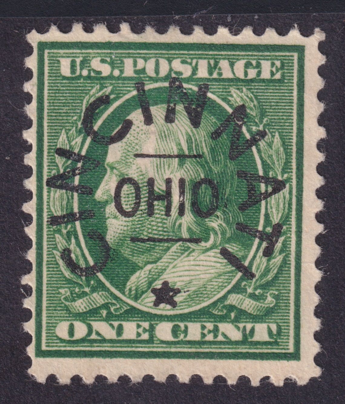 US 331 1908 REG Issue Franklin Green Dlw191 Pf12 SPC Local Canc ...