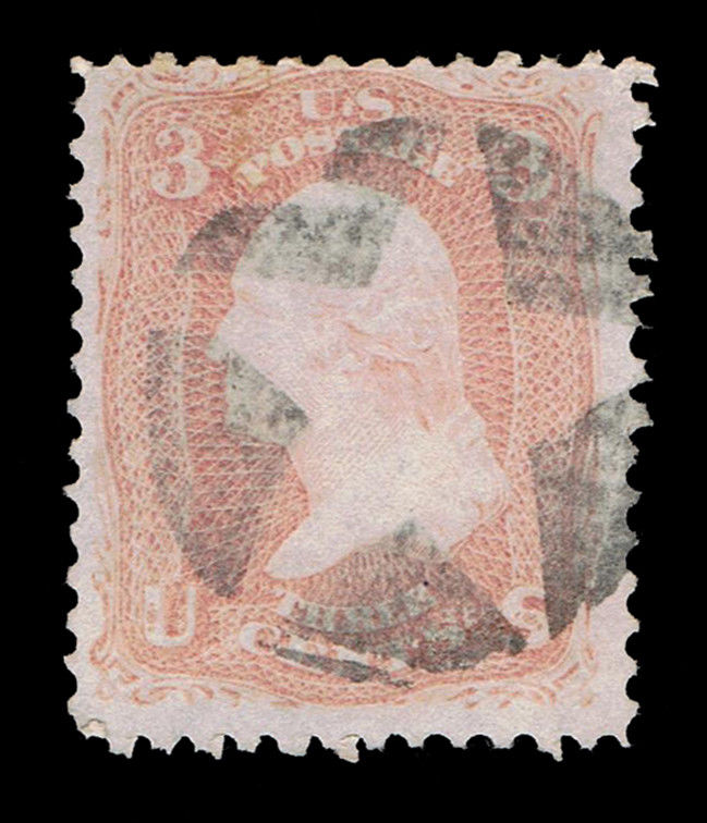 GENUINE SCOTT #64 USED 1861 PINK 5-POINTED STAR SKINNER ST-O 23 BOSTON ...