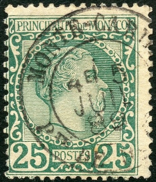 Monaco Scott 6 UH - 1885 25c Prince Charles III - SCV $75.00 / HipStamp