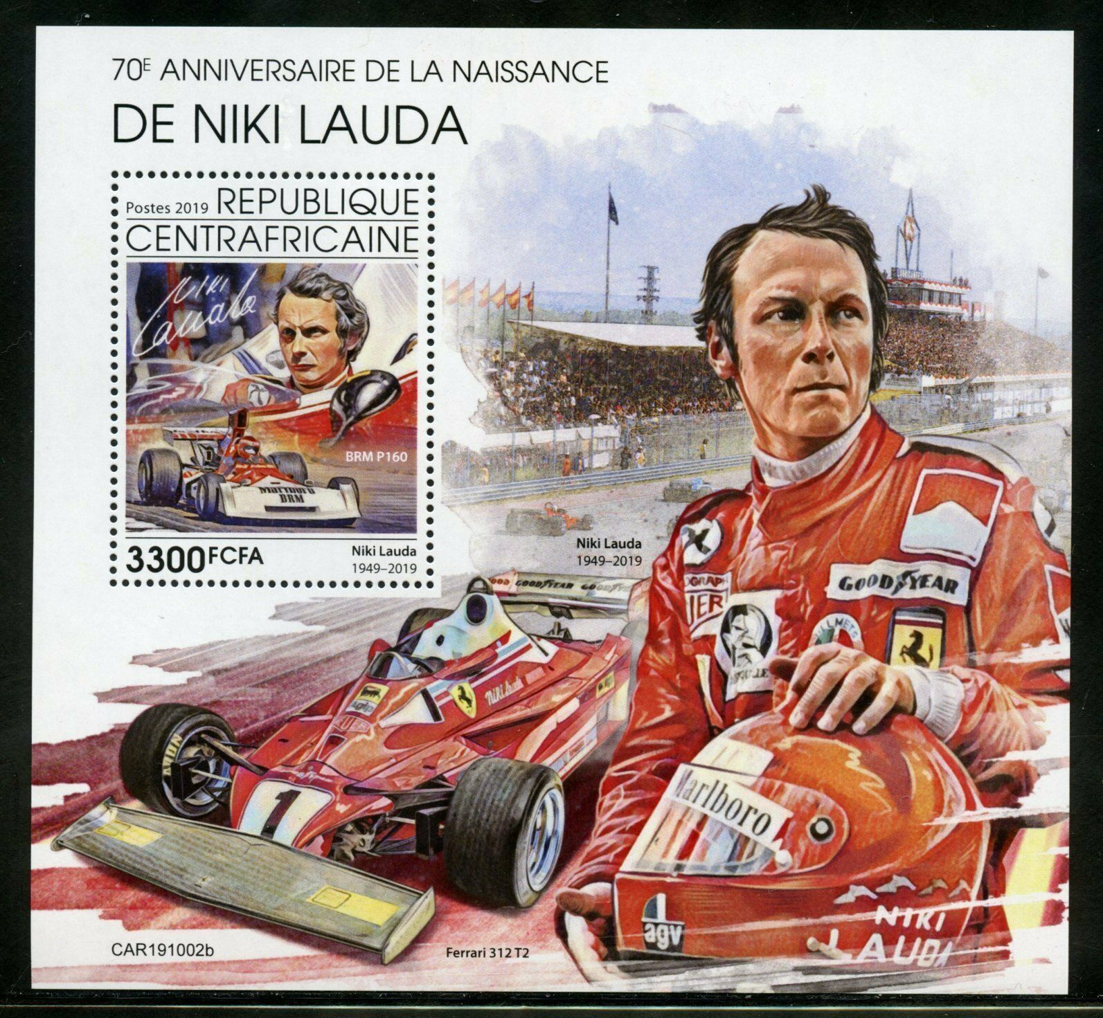 Central Africa 2020 70th Birth ANN of Niki Lauda Souvenir Sheet Mint ...