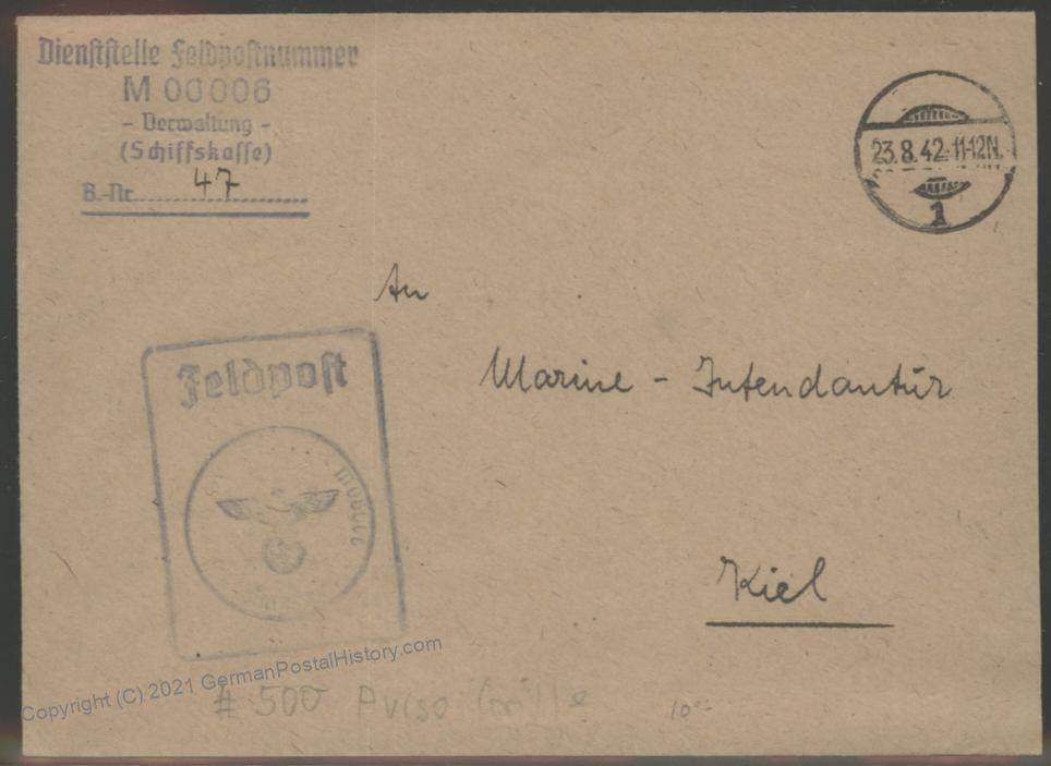 3rd Reich Germany Hitlers Yacht Aviso Grille FPN 06006 Feldpost Cover ...