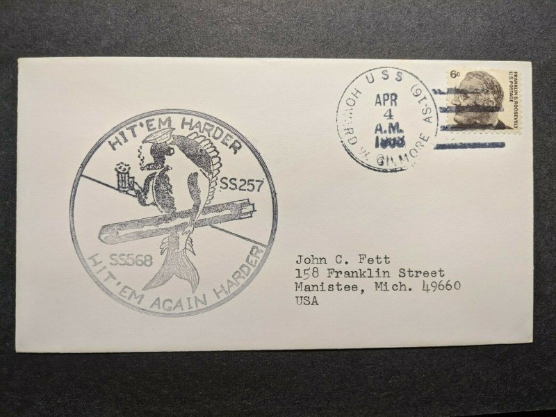Submarine USS HARDER SS-257 Naval Cover 1968 Cachet USS HOWARD W ...