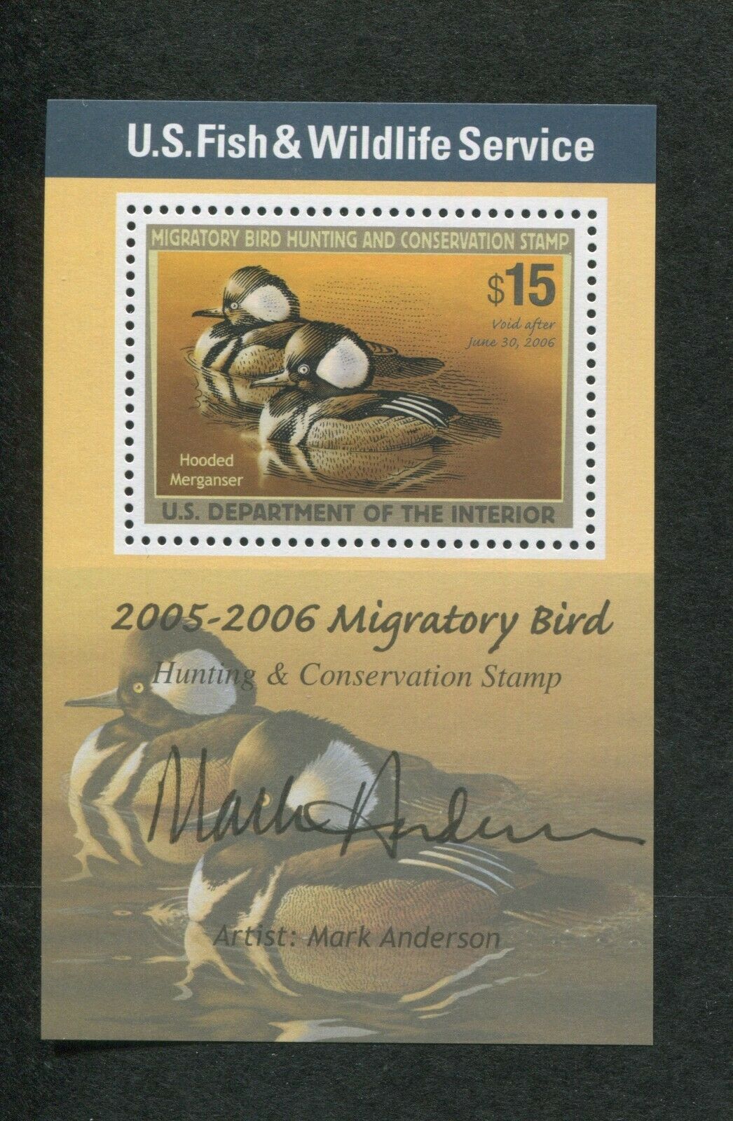 2005 United States Federal Duck Stamp #RW72B Mint XF Artist Mark ...