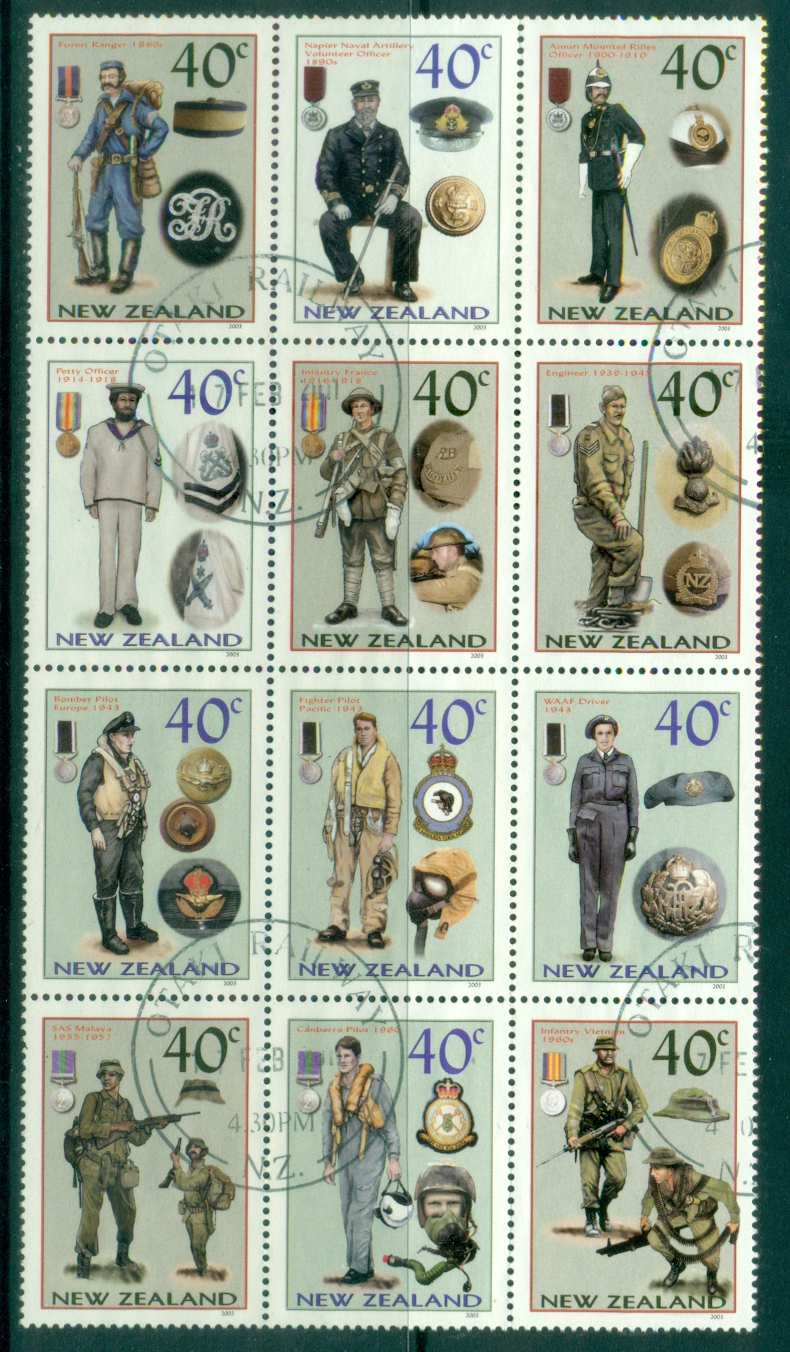 New Zealand 2003 Military Uniforms Block 12 FU | Australia & Oceania ...
